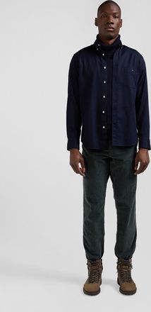 Eden Park Chemise En Piqu&eacute; Coton Unie Bleu Marine Coupe Regular