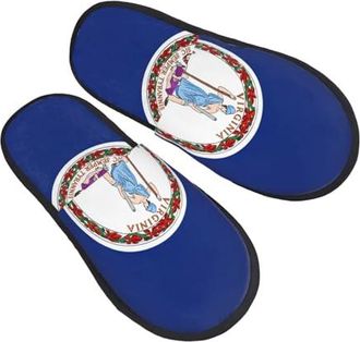 Generic Drapeau De Virginie Homme Femme Chaussures De Maison Peluche Pantoufles Doux Chaussons Pour Maison Ext&eacute;rieur Hiver L