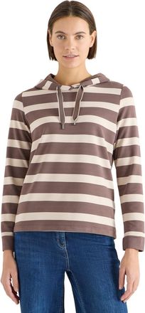 Cecil Gestreiftes Hoodie-Shirt urban Taupe XXL