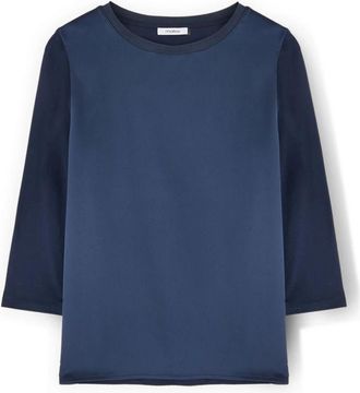 Motivi Zweifarbige T-Shirt mit Dreiviertel&auml;rmeln - - Tops - Damen - Blau - XS