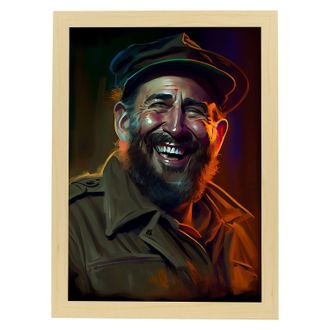 Nacnic Fidel Castro in voller Farbe Fotostil. Cartoon-Illustrationen ber&uuml;hmter Pers&ouml;nlichkeiten der Geschichte. Innenarchitektur und Dekoration. A3 mit Leich