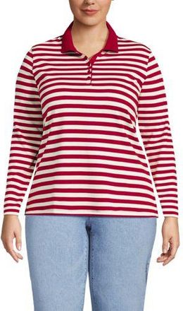 Lands End Supima-Poloshirt mit langen Ärmeln, Damen, Größe:56-58 plus, Rot, Baumwolle, by Lands End