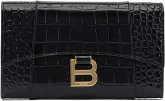 Balenciaga Clutches - Crocodile-Embossed Leather Clutch With Gold Hardwa - Gr. unisize - in Schwarz - f&uuml;r Damen