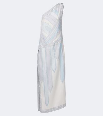 Pucci One-Shoulder Robe Iride aus Seidentwill