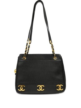 Chanel sac porté épaule Triple CC (1995) - Noir