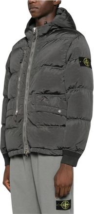 Stone Island Homme, Vestes, Gris, Taille: 2XL Veste Rembourr&eacute;e &agrave; &Eacute;cusson Logo