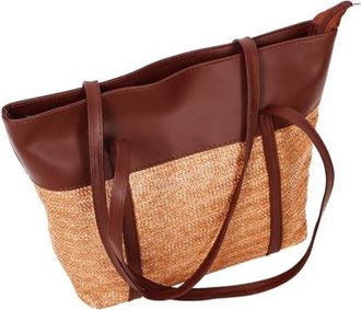 Yarnow Paquet Fourre-tout Tiss&eacute; Pour Femme Grand Paquet &agrave; Main De Plage En Paille Naturelle C&ocirc;t&eacute; Marron L&eacute;ger Et Spacieux Et Usage Quotidien