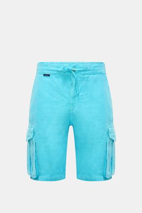 04651/ Herren - Leinen Cargo-Bermudas Linen Cargo t&uuml;rkis