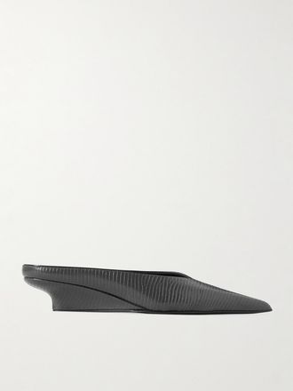 Toteme Wedges Aus Leder Mit Eidechseneffekt - Grau