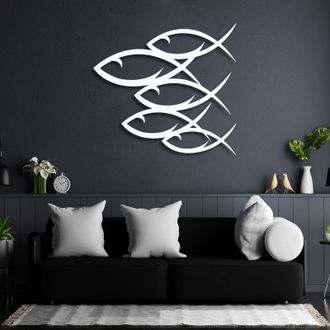Generic Schwarze Metall-Wandkunst Fischschwarm, Maritime Metall-Wanddekoration f&uuml;r drinnen und drau&szlig;en, Moderne Skulptur mit Fischschwarm-Motiv f&uuml;r Wohnzimmer