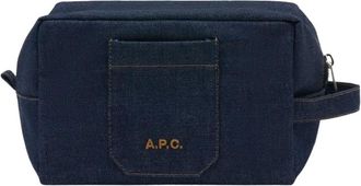 A.P.C. logo-detail denim wash bag - Blau