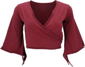 Guru Shop Elfen Top, Top Goa-chic, Wickeltop - Weinrot, Damen, Baumwolle, Size:S