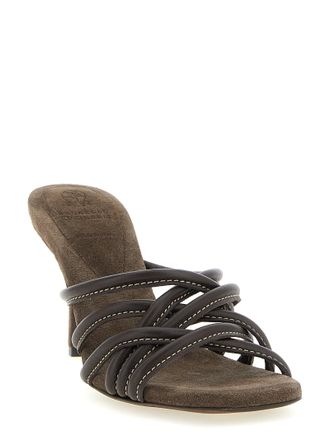Brunello Cucinelli Womens Leather Strappy Stiletto Brown