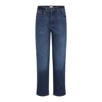 Ichi Dunkelblaue Cropped Jeans Straight Leg - - Jeans - Damen - Blau - W34