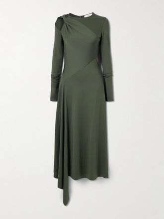 Victoria Beckham Asymmetrisches Midikleid Stretch-jersey Mit Twist-detail Und Cut-out - Gr&uuml;n