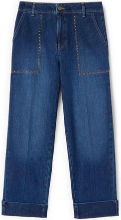 Motivi Femme, Jeans, Bleu, Taille: 44 FR Jean &agrave; revers avec clous