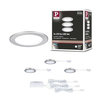 Paulmann 93121 LED M&ouml;beleinbauleuchten 3er-Set 65mm 3x2,5W 3x180lm 230/12V 4000K Eisen geb&uuml;rstet