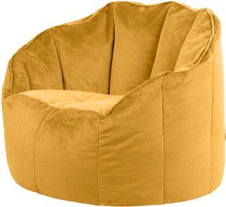 Icon Brand Sirena Sitzsack Sessel für Erwachsene, Gelb, Flauschiger Samtstoff, Riesen Sitzsack Samt mit Füllung, Bean Bag Chair, Bequemer Sessel Wohnzimmer, Loun