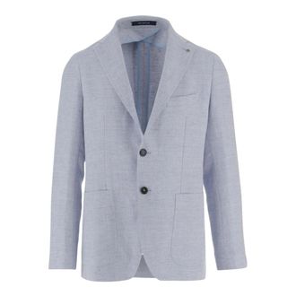 Tagliatore Einreihige Jacke aus Leinenmischung - - Jackets - Herren - Blau - M