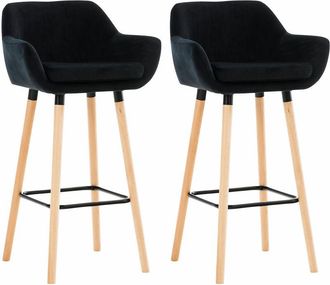 Clp Ensemble de 2 tabourets de velours modernes avec des couleurs claires structure en bois clair colore : noir