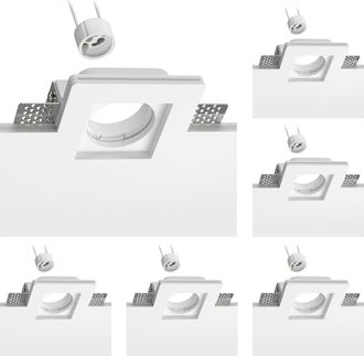 LEDs Com 6 Stück Deckeneinbauleuchte GIEDI II, Gips, weiß matt, 10 x 10cm, 1x GU10 max. 15W