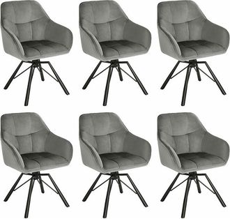 Woltu Lot de 4 Chaises Pivotante &agrave; 360&deg; Woltu Chaise Salle &agrave; Manger en Velours + M&eacute;tal, Chaise Scandinave, Chaise de Cuisine, Fauteuil Salle &agrave; Manger, Bleu