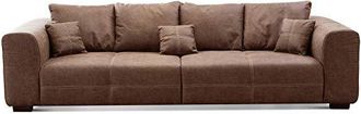 Cavadore Big Sofa Mavericco inkl. Kissen / XXL-Couch mit tiefen Sitzfl&auml;chen und modernem Design / 287 x 69 x 108 / Lederoptik cognac
