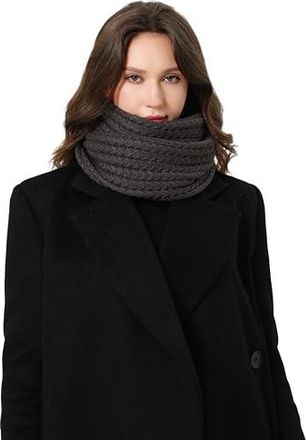 DonDon écharpe femme hiver foulard femme écharpe en laine châle femme tour de cou snood - Gris foncé