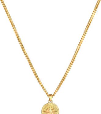 Kuzzoi Goldfarbene Panzerkette aus einfarbigem 925er Silber mit Kompassanhänger