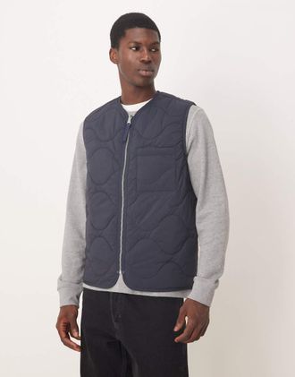 Arket Steppweste in Marineblau mit Rei&szlig;verschluss