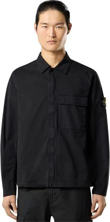 Stone Island Homme, Chemises, Noir, Taille: XL Surchemise Coupe Standard avec Fermeture &Eacute;clair Invisible