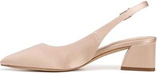 Franco Sarto Womens Racer Slingback Low Block Heel Pointed Toe Pump, Champagne, 6.5
