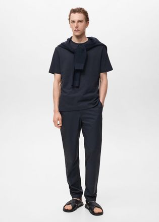 Mango Pantalon slim-fit 100 % coton bleu marine - Homme - 40 - MANGO MAN