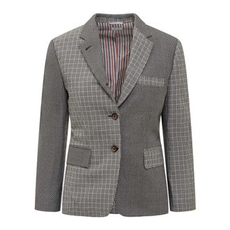 Thom Browne Eleganter Blazer mit V-Ausschnitt und Allover-Muster - - Jackets - Damen - Schwarzk - S