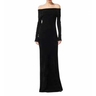 Elisabetta Franchi Femme, Robes, Noir, Taille: 38 FR Robe Longue Effet Velours