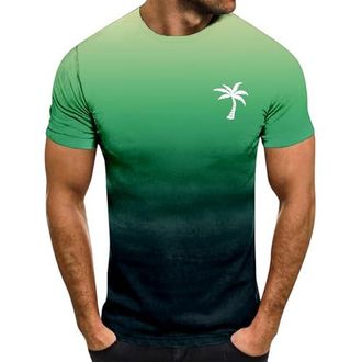 Generic T-shirt pour homme avec d&eacute;grad&eacute; de noix de coco pour homme, couleur unie, manches courtes, imprim&eacute;, Vert clair., XXL