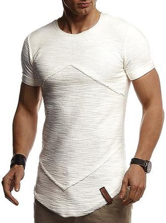 LEIF NELSON LN-8281 T-shirt &agrave; col rond pour homme, ecru, XL