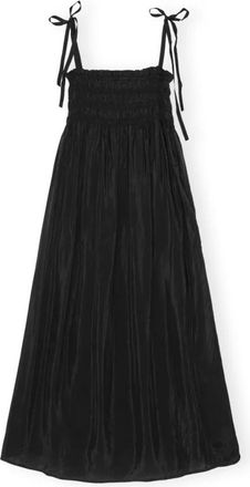 Ganni Femme, Robes, Noir, Taille: 38 FR Robe Mi-Longue &agrave; Bretelles et Volants en Viscose