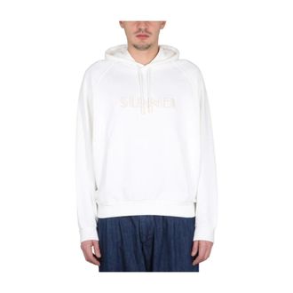 Sunnei Sunnei, Homme, Sweatshirts et sweats &agrave; capuche, Beige, Taille: M Drawstring Hood Front Log