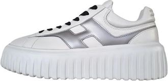 Hogan Chaussures Sneakers Femme H-Stripes HXW6450FE91NCD0351 Blanc et Argent, Blanc et argent., 39 EU