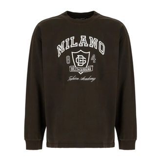 Dolce & Gabbana Homme, Tops, Brun, Taille: S T-shirt en coton avec imprim&eacute;