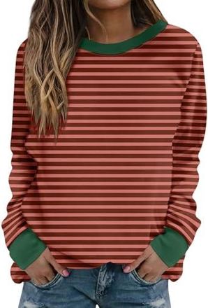 Generic Sweat-shirts pour femme - Pull pour femme - Imprim&eacute; graphique - Haut surdimensionn&eacute; - Col rond - Manches longues - Automne - Hiver - D&eacute;contract&eacute; - Con