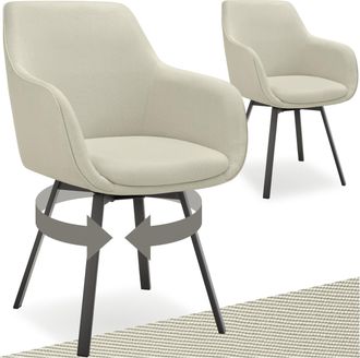 TecTake 2er Set Stuhl drehbar, Esszimmerst&uuml;hle mit Armlehne, K&uuml;chenst&uuml;hle, St&uuml;hle Esszimmer, Drehst&uuml;hle f&uuml;r Dining Lounge, Esstisch, Schminktisch, Armlehnstuh
