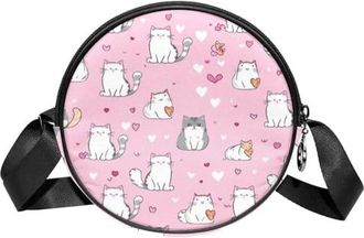 Generic Sac &agrave; bandouli&egrave;re rond pour femme, petit sac &agrave; bandouli&egrave;re avec fermeture &eacute;clair, bretelles r&eacute;glables, sac &agrave; main rond d&eacute;contract&eacute; pour femmes et fill