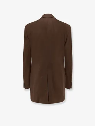 Hev&ograve; Womens Suit Rocchetta Brown Linen-Blend Dress
