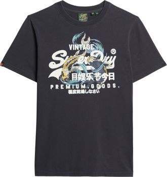 Superdry Herren Lässiges Vintage Tokyo T-Shirt mit Logo Dunkel Anthrazit XXXL