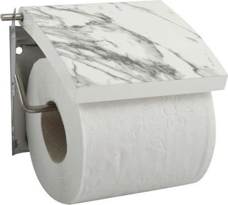MSV Toilettenpapierrollenhalter MDF Edelstahl Toskana, Kunststoff, Mehrfarbig, 13 x 15 x 11,5 cm