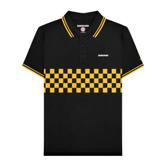 Lambretta SS25 Poloshirt Mit kontrastfarbenen Streifen f&uuml;r Herren (Schwarz/Gold)