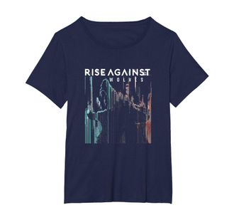 Rise Against Offizielles Merchandise - Herren T-Shirt, Blau, S, Kurzarm, Klassische Passform, Cartoon Wolf Muster