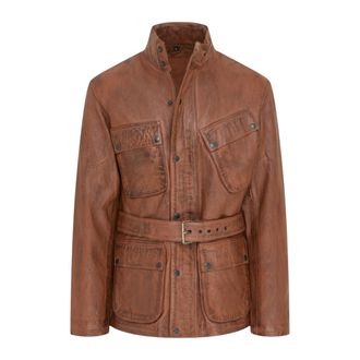 Infinity Leather Herren beige Lammleder-Safari-Parka-Jacke - Edinburgh